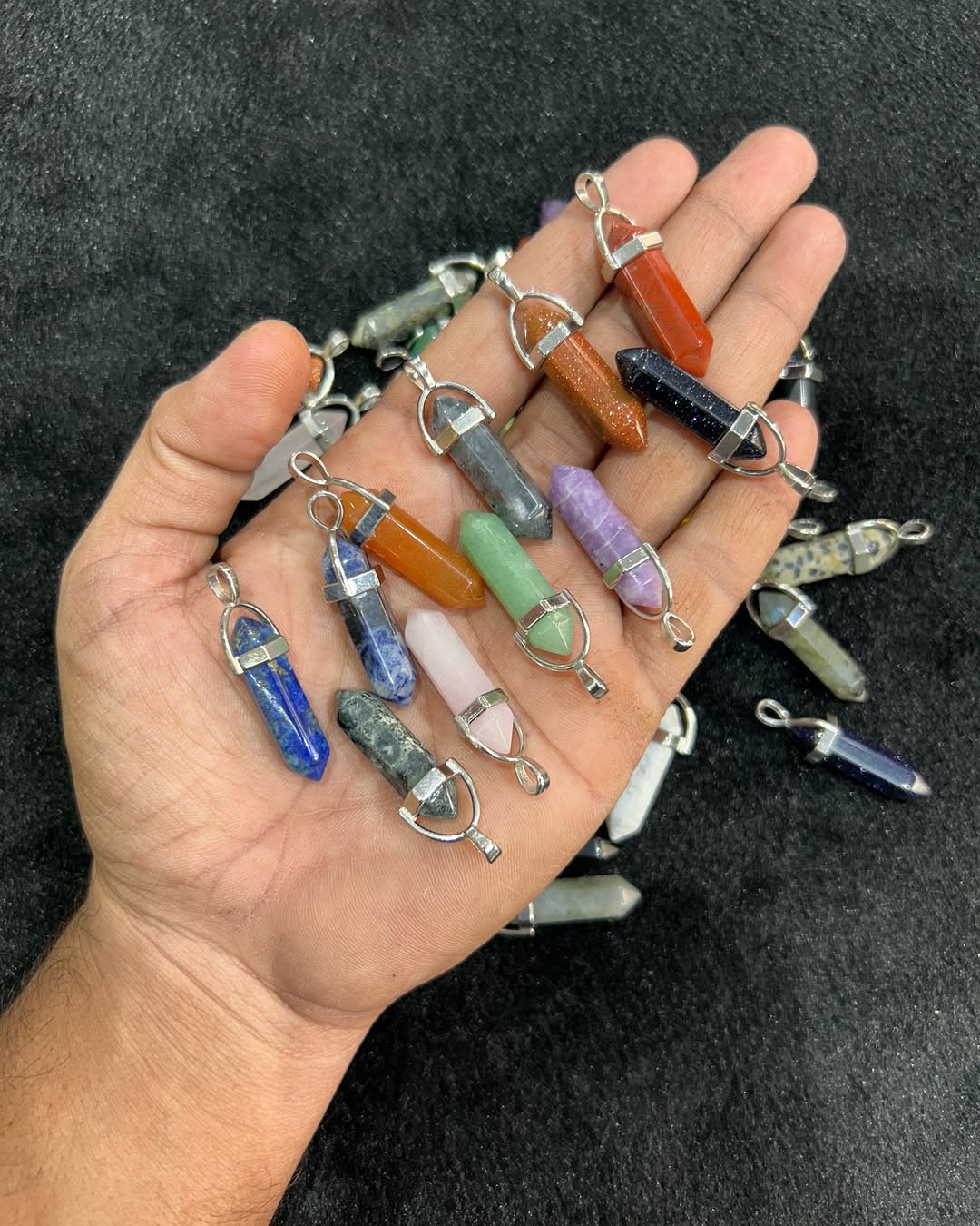 Natural stone Double points Pencil Pendent – SAM Silver Souq